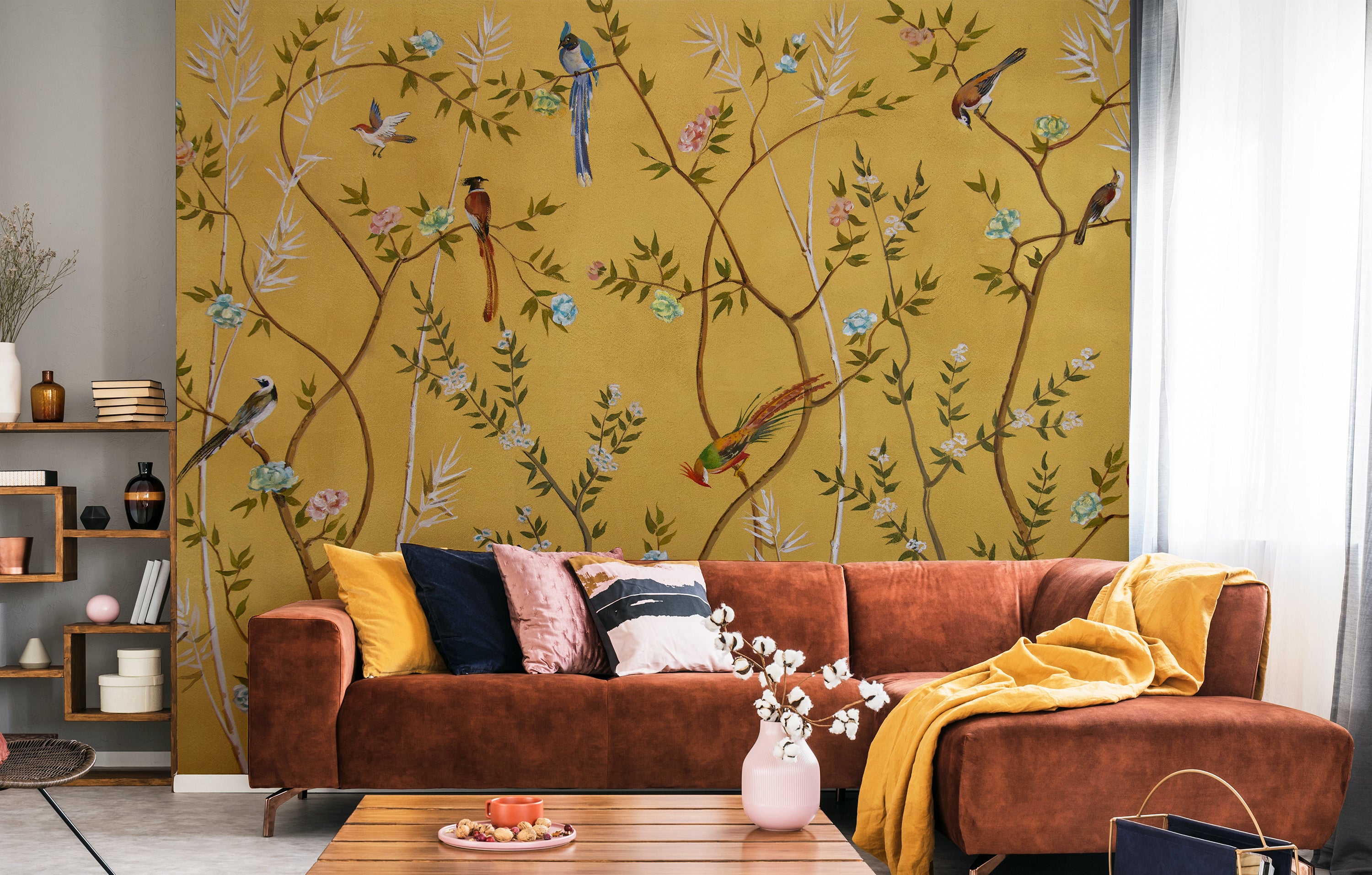 Bird Mural Removable Floral Wallpaper | Walltrendz