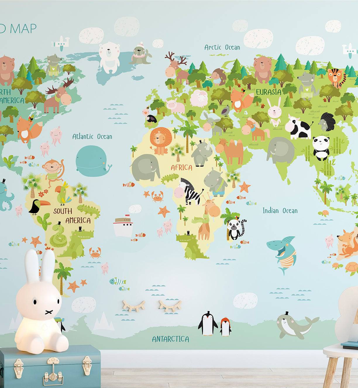 Cartoon Map kids removable wallpaper | Walltrendz