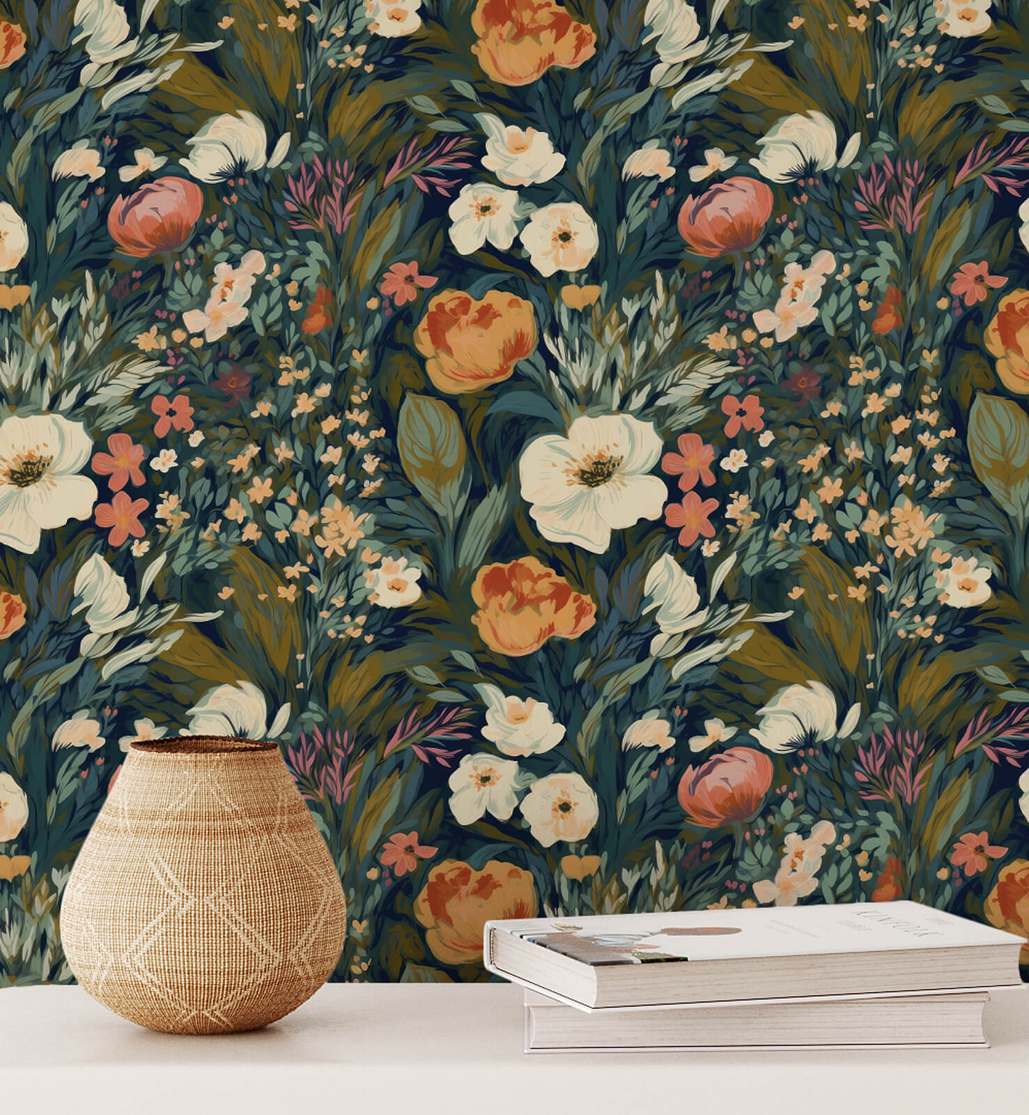 Colorful Elegant Vintage Flower Pattern Wallpaper | Walltrendz